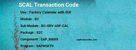 Scal Sap Tcode For Factory Calendar With Gui