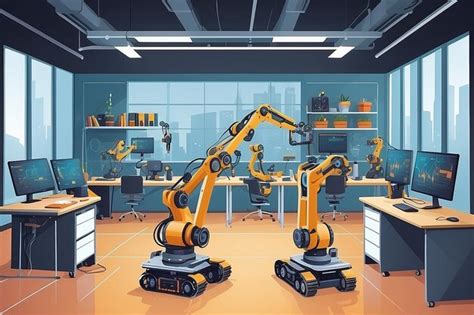 Premium Photo Programming And Controlling Robotics Lab Vector Flat