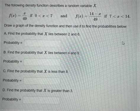Solved The Following Density Function Describes A Random