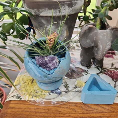 Cement Crystal Orb Planter Xl Etsy