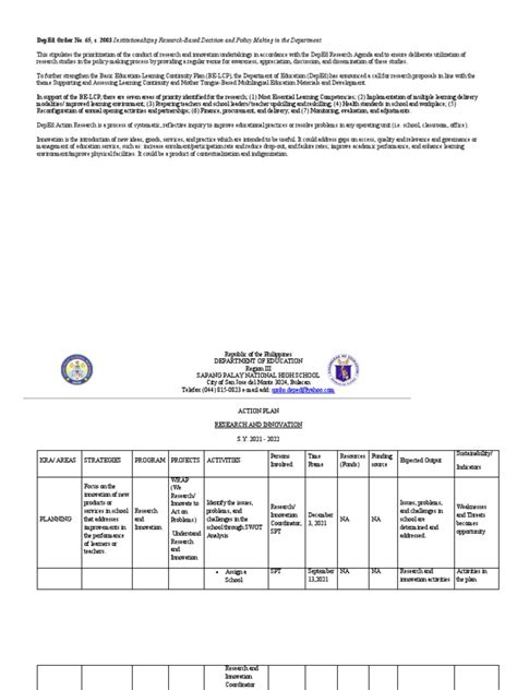 Research And Innovation Plan Pdf