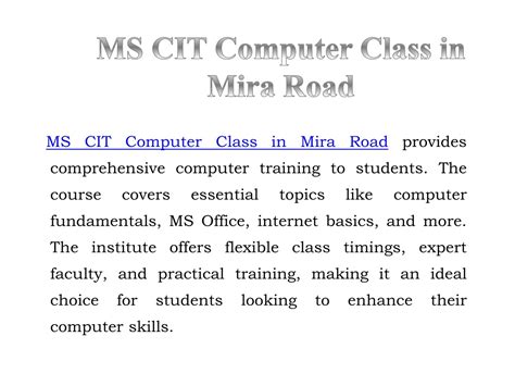 PPT MS CIT Computer Class In Mira Road Call PowerPoint Presentation ID