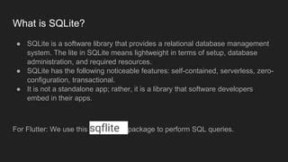 Sqlite In Flutter Pptx Databases Computer Software And Applications