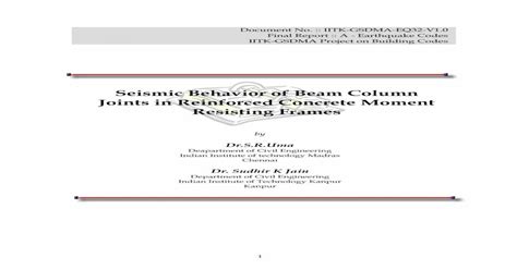 Pdf Seismic Behavior Of Beam Column Joints In Reinforced Concrete Moment Resisting Frames