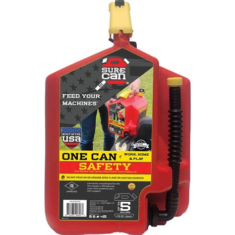 Surecan 5 Gal Plastic Gasoline Safety Fuel Can Red Do It Best Gas