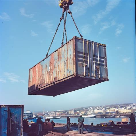 Shipping Container Lifted By Crane Premium Ai Generated Image
