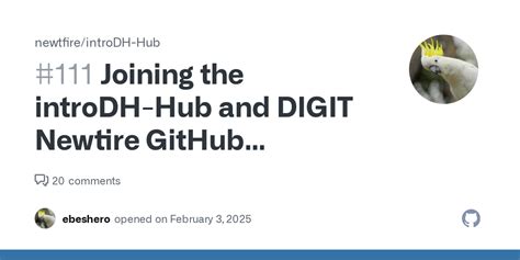 Joining The Introdh Hub And Digit Newtire Github Organization · Issue