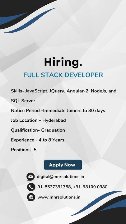 Full Stack Developer Jobs In Hyderabad India Mnr Solutions