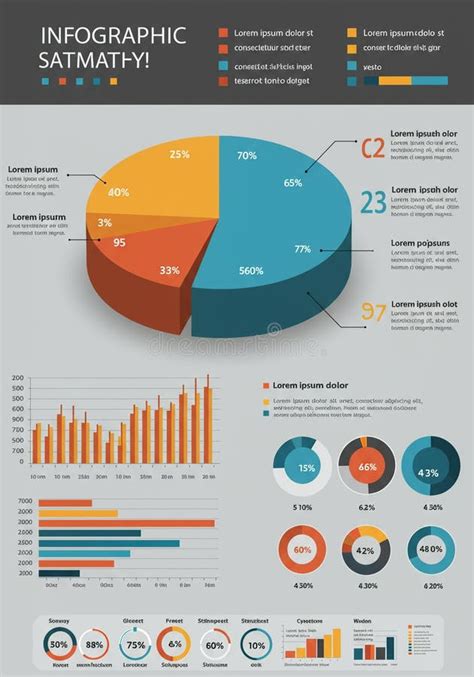 Infographic With Diverse Data Visualizations Including A Large Blue