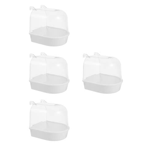 Masteelf 4pcs Clear Bird Bath For Cage Bird Parrot Bathtub Parrot