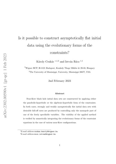 Pdf Is It Possible To Construct Asymptotically Flat Initial Data