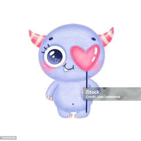 귀여운 만화 보라색 괴물의 발렌타인 데이 그림 흰색 배경에 고립 된 사랑에 귀여운 괴물 몬스터에 대한 스톡 벡터 아트 및 기타 이미지 몬스터 하트 모양 0명 Istock