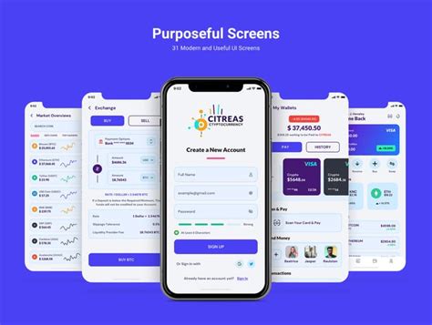 Crypto Currency Mobile App Ui Kit Design Template Place