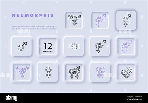 Gender Line Icon Set Gender Identity Inclusivity Diversity Fluidity LGBTQ Non Binary