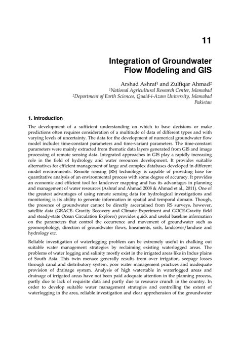 Pdf Integration Of Groundwater Flow Modeling And Gis