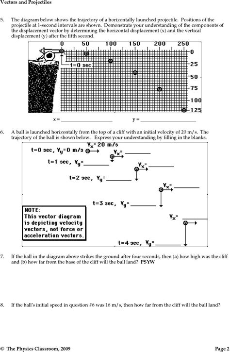 projectile motion activity sheet
