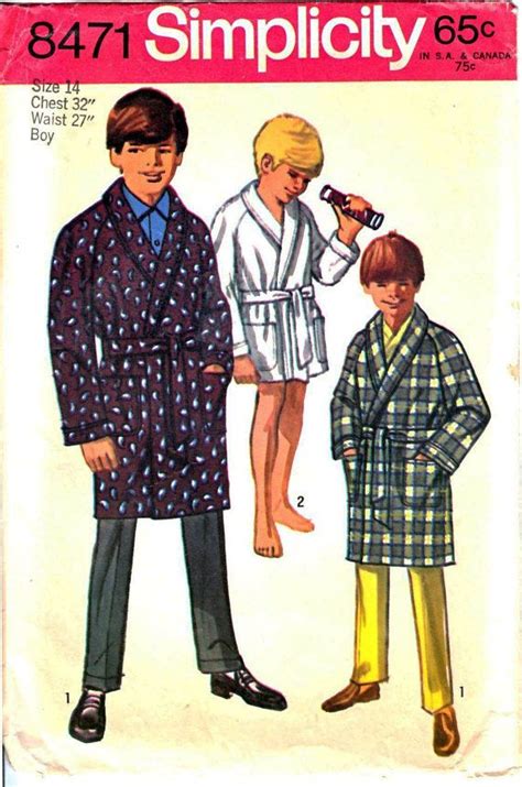 Simplicity 8471 Boy Robe Sewing Pattern Vintage Sewing Patterns