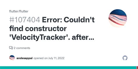 error couldn t find constructor velocitytracker after flutter