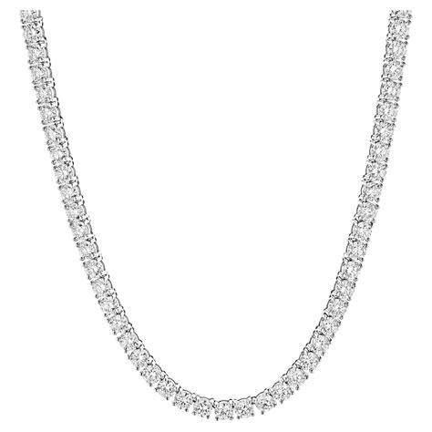 18 Karat White Gold Diamond Inline Tennis Necklace For Sale At 1stdibs
