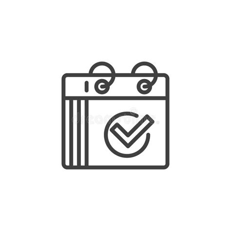 Calendar Check Mark Line Icon Stock Vector Illustration Of Simple Check 266079188