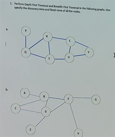 solved 1 perform depth first traversal and breadth first