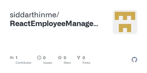 GitHub Siddarthinme ReactEmployeeManagement
