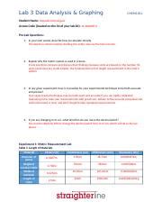 CHEM L Lab Docx Lab Data Analysis Graphing CHEM L Babe