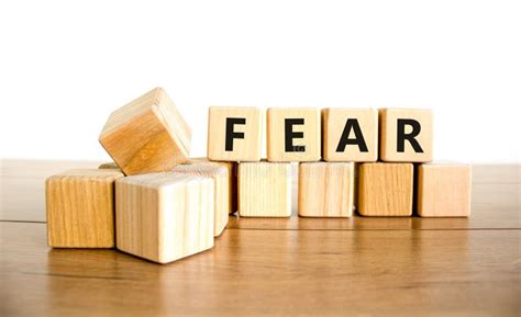 Fear Symbol Concept Word Fear On Beautiful Wooden Blocks Beautiful Wooden Table White