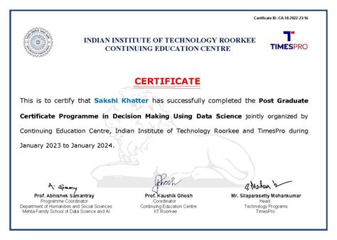 sakshi khatter on linkedin post graduate certificate programme in