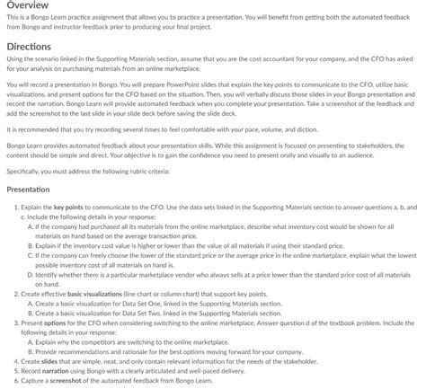 Overview This Is A Bongo Learn Practice Assignment