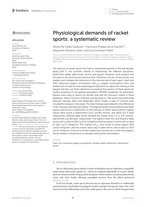 Pdf Physiological Demands Of Racket Sports A Systematic Review