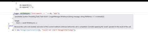 C Resharper Warns About An Unawaited Async Operation But Not When