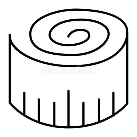Measuring Tape Thin Line Icon Length Vector Illustration Isolated On White Stock Vector