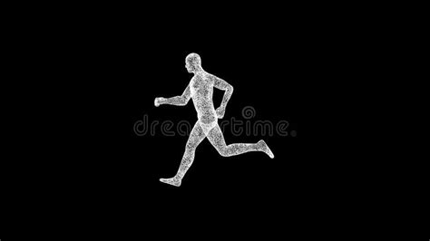 3d Running Man On Black Bg Object Dissolved White Flickering Particles Business Advertising