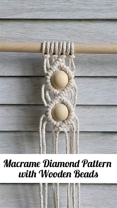 macrame diamond pattern with wooden beads tutorial available on my
