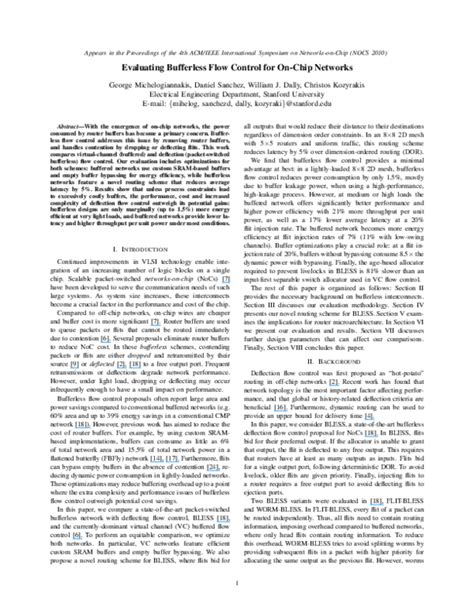 pdf evaluating bufferless flow control for on chip networks