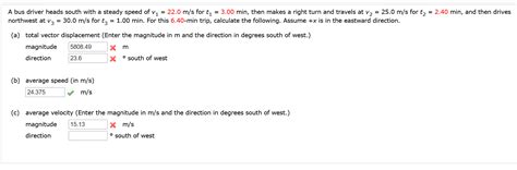 Solved A Bus Driver Heads South With A Steady Speed Of Chegg Com