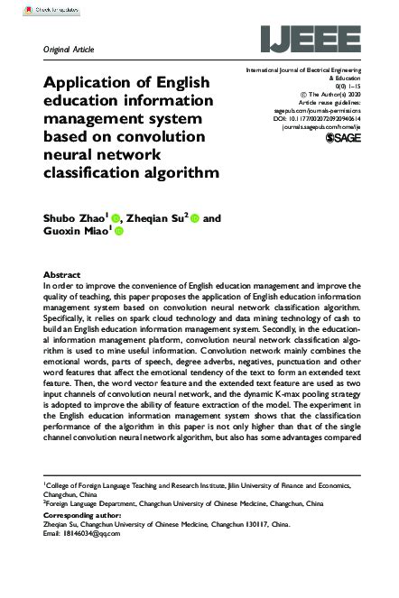 Pdf Application Of English Education Information Management System Based On Convolution Neural