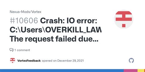 Crash IO Error C Users OVERKILL LAW AppData Roaming Vortex Metadb Ldb The Request