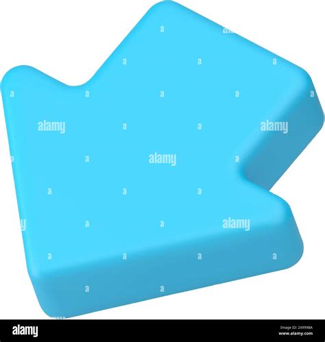 Blue Arrow Down Left Diagonal Cursor Navigation Pointer Isometric Symbol 3d Icon Realistic