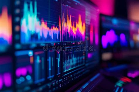 Vibrant Data Visualization On Screens Showcasing Colorful Graphs And Charts Perfect For Tech