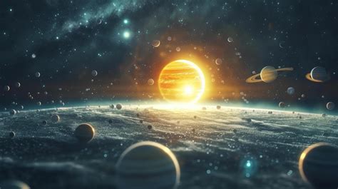 AI Generated Beautiful Space Photography With Planets Of The Solar System Stock Photo