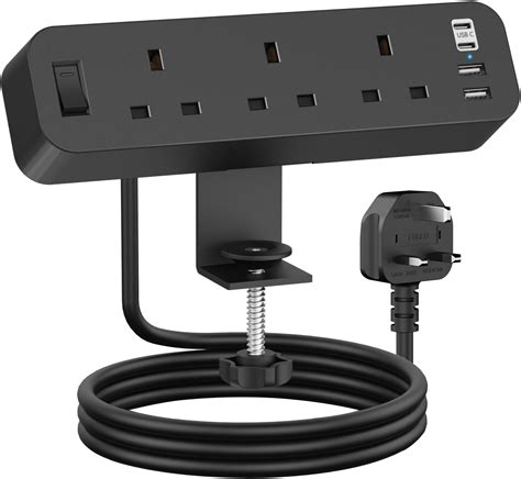 Desk Power Socket With Usb C Anvode 3 Way Desktop Power Socket Extension With 4 Usb 2 Type C