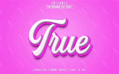 True Pink Cursive 3d Text Effect Photoshop Premium Psd File