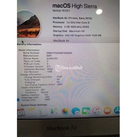 Laptop Apple Macbook Air Inch Early Bekas Second Harga Murah Di Jakarta Tribun Jualbeli