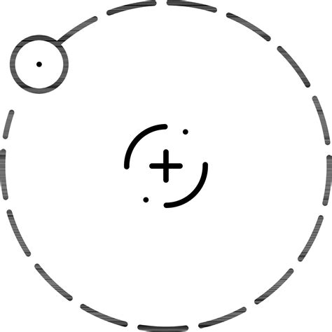 Line Art Illustration Of Electron Rotates Orbit In Nucleus Center Icon