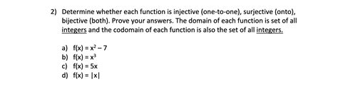 Solved 2 Determine Whether Each Function Is Injective