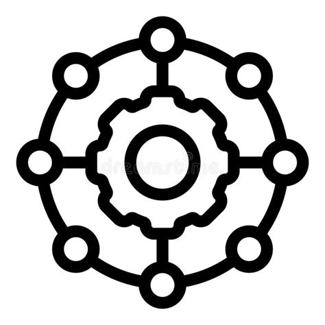 Network Automation Icon Showing A Central Gear Connecting To Multiple Nodes Stock Illustration