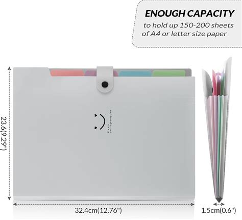 Skydue Expanding File Folder With 5 Pockets Cute Accordion File Organizer Letter Size Filing