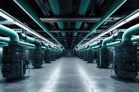 Premium Ai Image Data Center Cooling System With Pipes And Vents Created With Generative Ai